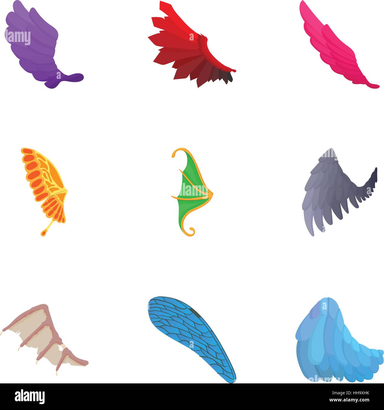 Feather wings icons set, cartoon style Stock Vector Image & Art - Alamy