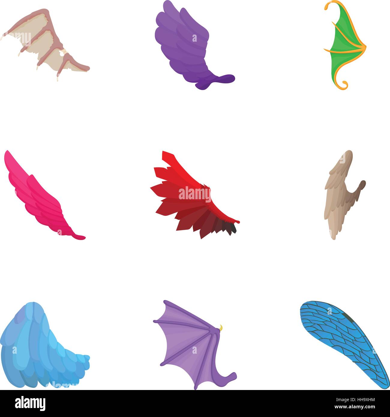 Different wings icons set, cartoon style Stock Vector Image & Art - Alamy