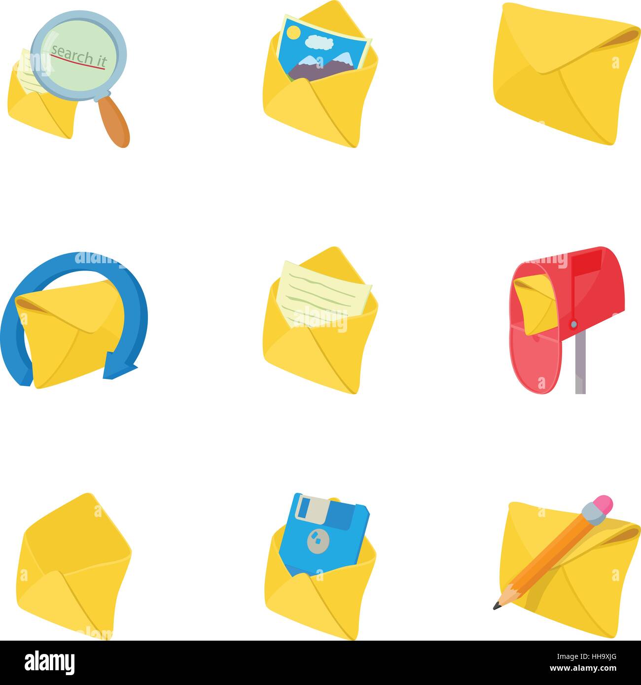 Letter icons set, cartoon style Stock Vector Image & Art - Alamy