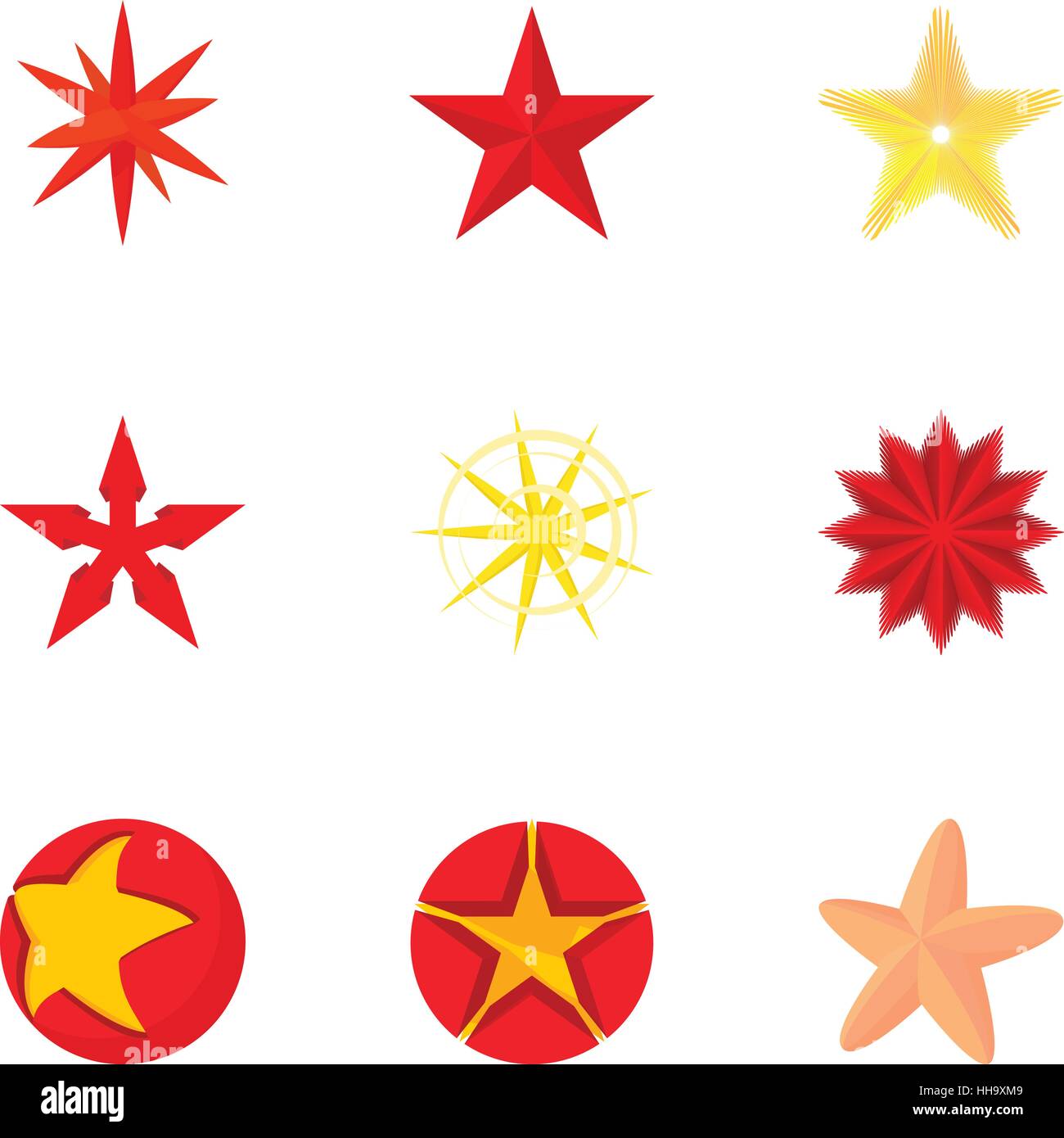 Geometric figure star icons set, cartoon style Stock Vector Image & Art ...