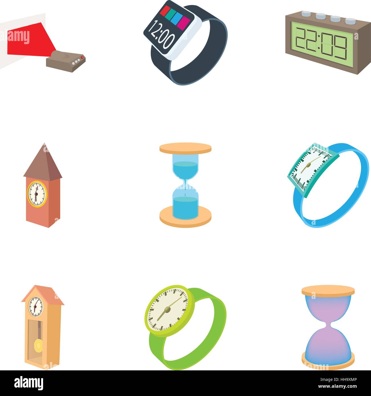 Watch icons set, cartoon style Stock Vector Image & Art - Alamy