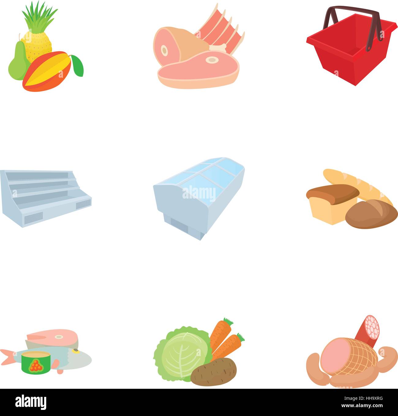 Products in store icons set, cartoon style Stock Vector Image & Art - Alamy