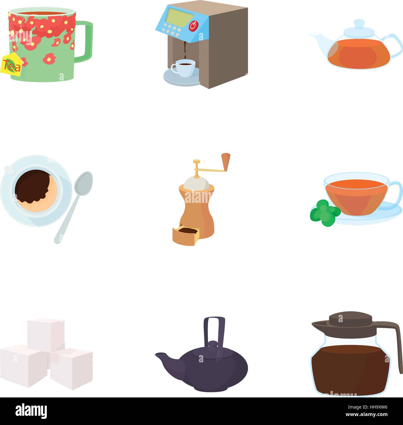 Tea icons set, cartoon style Stock Vector Image & Art - Alamy