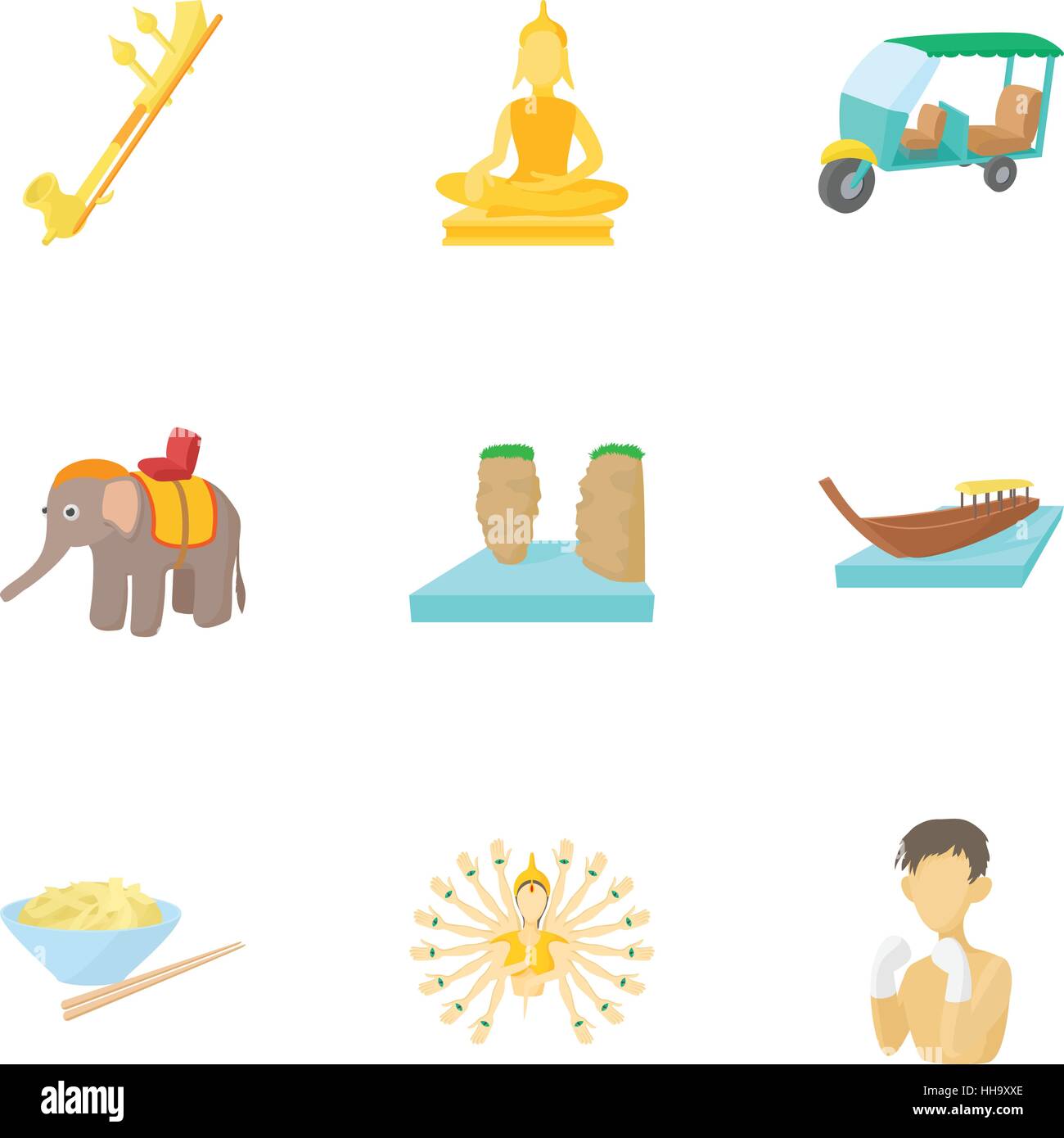 Country Thailand icons set, cartoon style Stock Vector Image & Art - Alamy