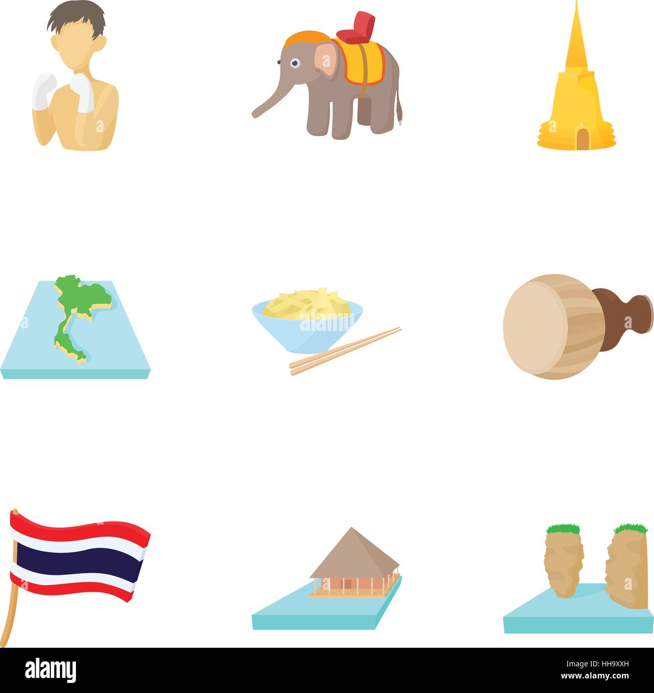 Holiday in Thailand icons set, cartoon style Stock Vector Image & Art ...