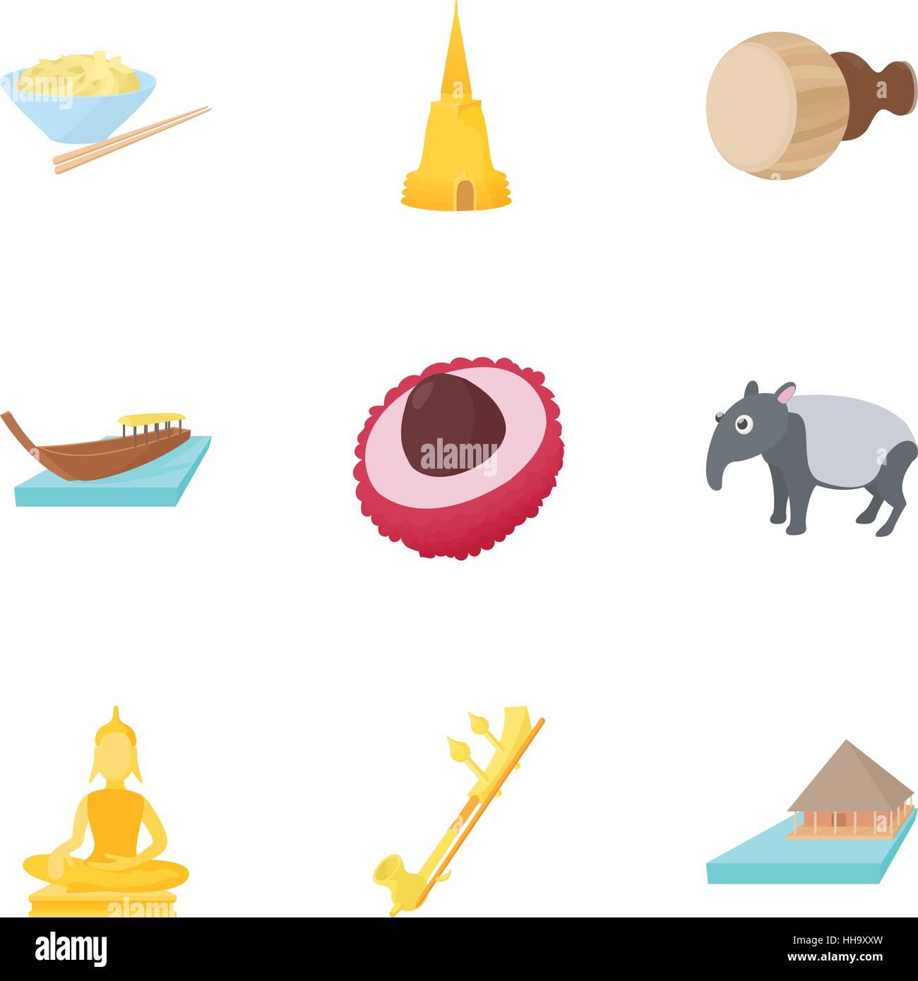 Tourism in Thailand icons set, cartoon style Stock Vector Image & Art ...