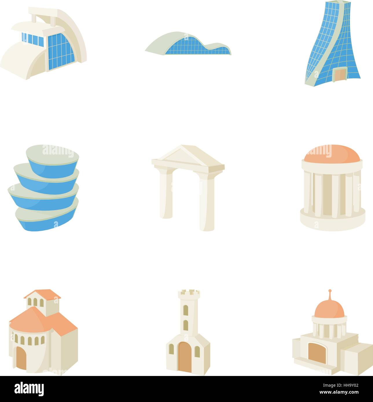 Building icons set, cartoon style Stock Vector Image & Art - Alamy