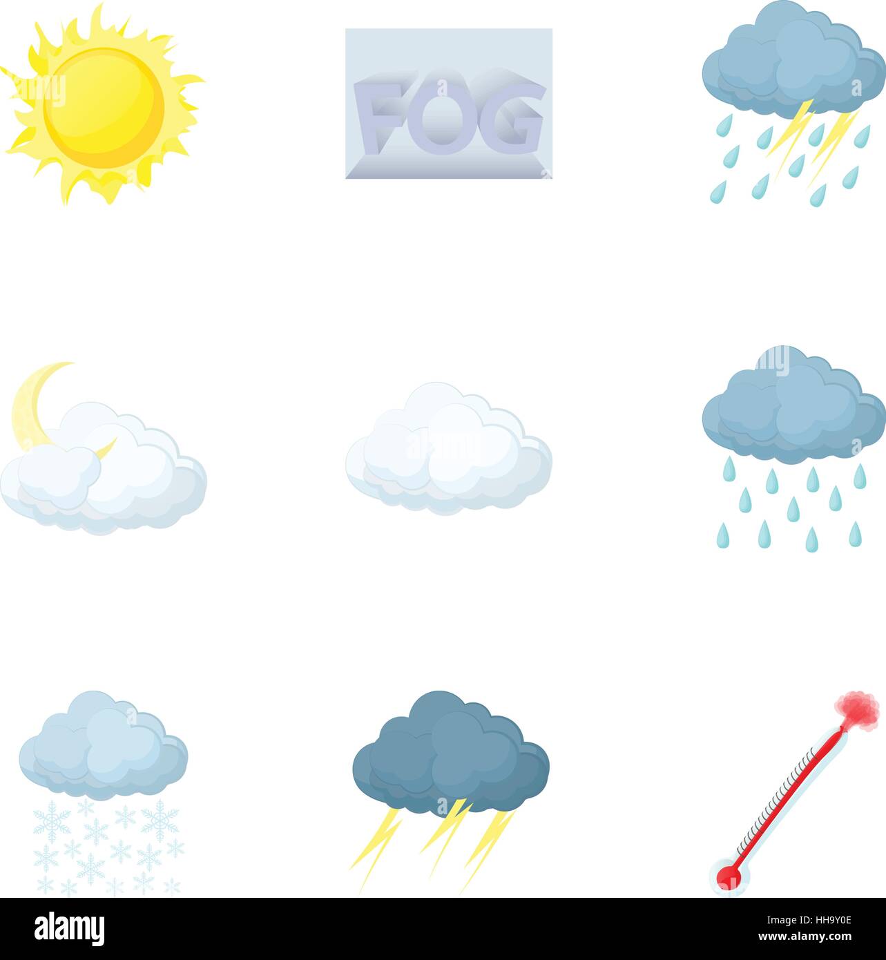 Weather forecast icons set, cartoon style Stock Vector Image & Art - Alamy