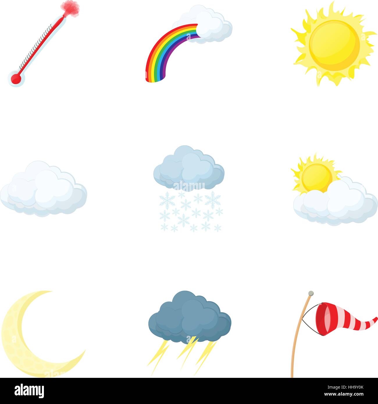 Weather icons set, cartoon style Stock Vector Image & Art - Alamy