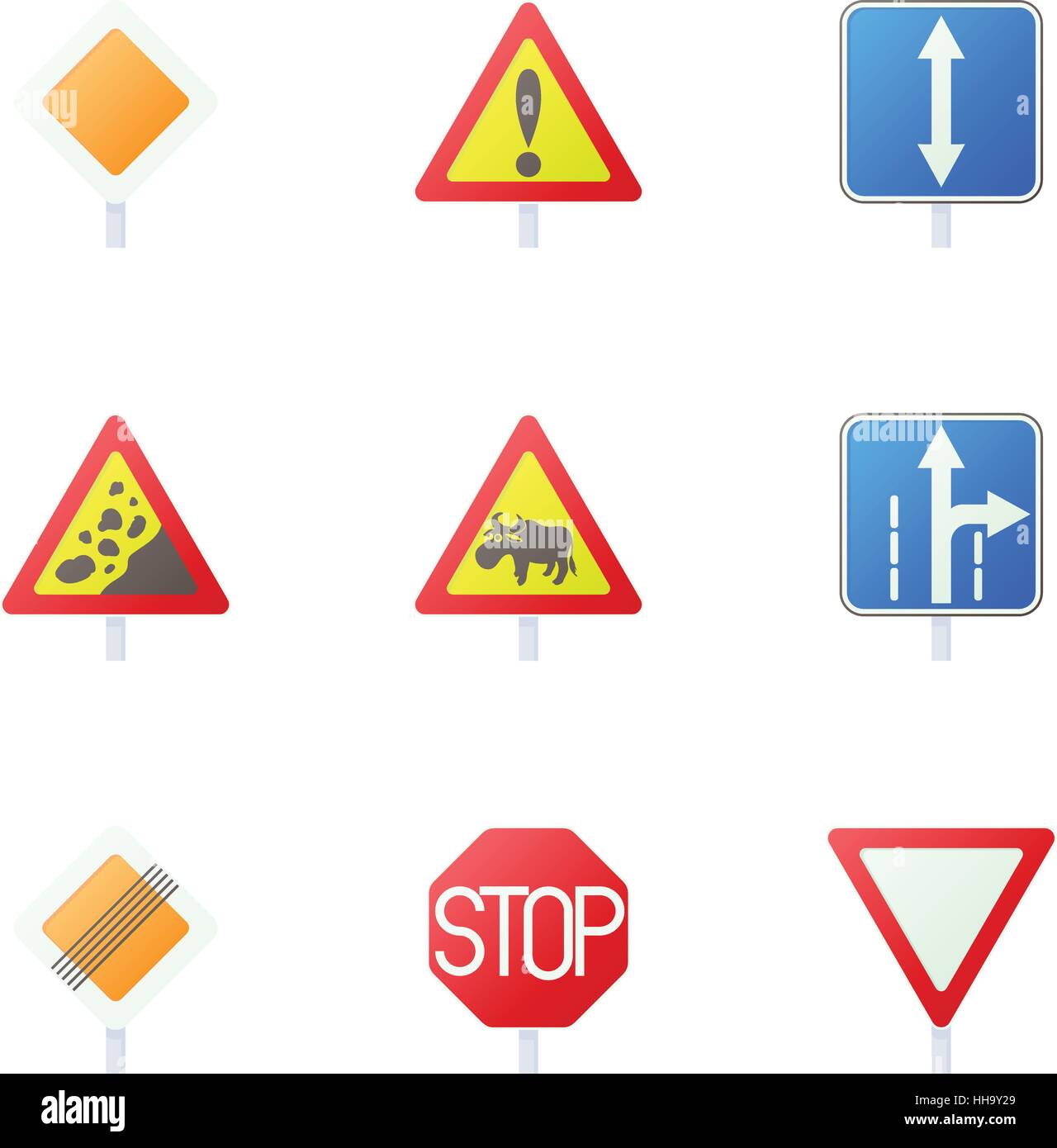 Road sign icons set, cartoon style Stock Vector Image & Art - Alamy