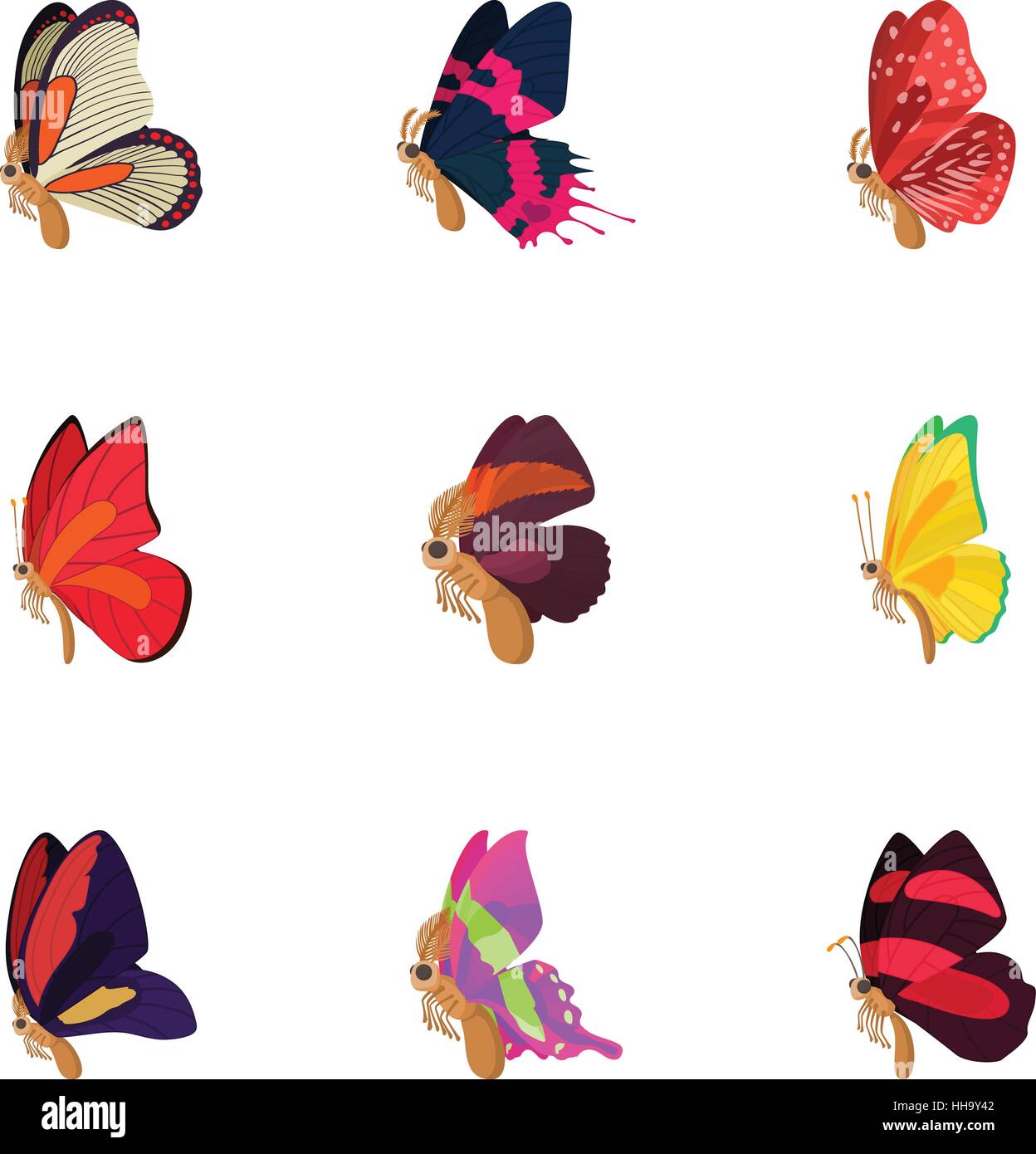 Butterfly icons set, cartoon style Stock Vector Image & Art - Alamy
