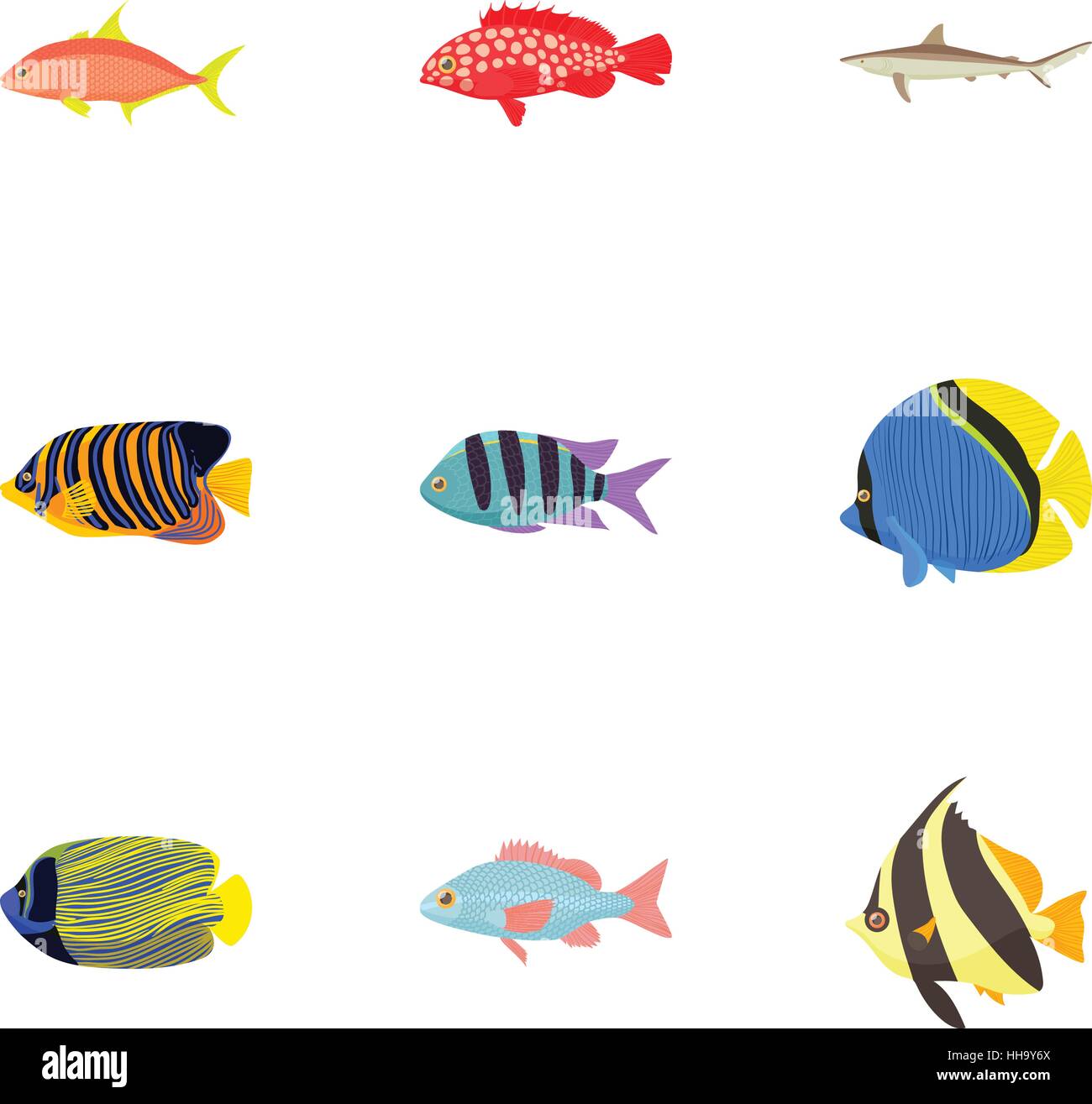 Fish icons set, cartoon style Stock Vector Image & Art - Alamy