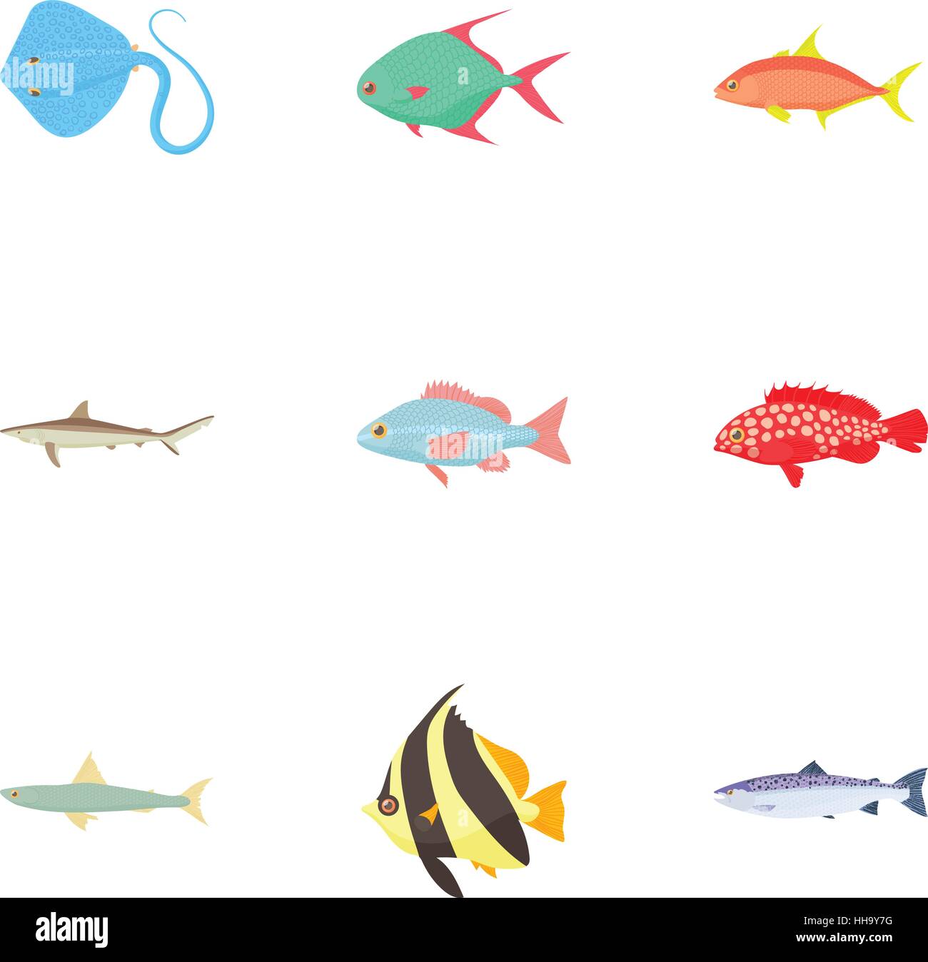 Tropical fish icons set, cartoon style Stock Vector Image & Art - Alamy
