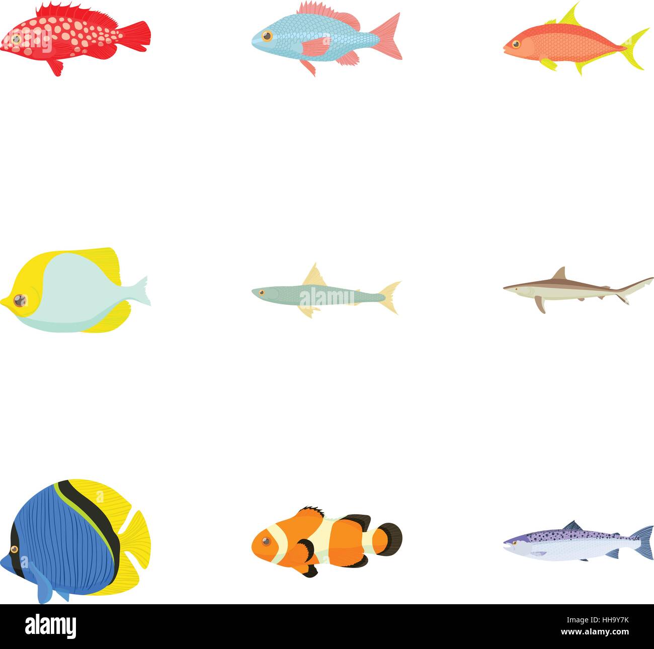 Ocean fish icons set, cartoon style Stock Vector Image & Art - Alamy