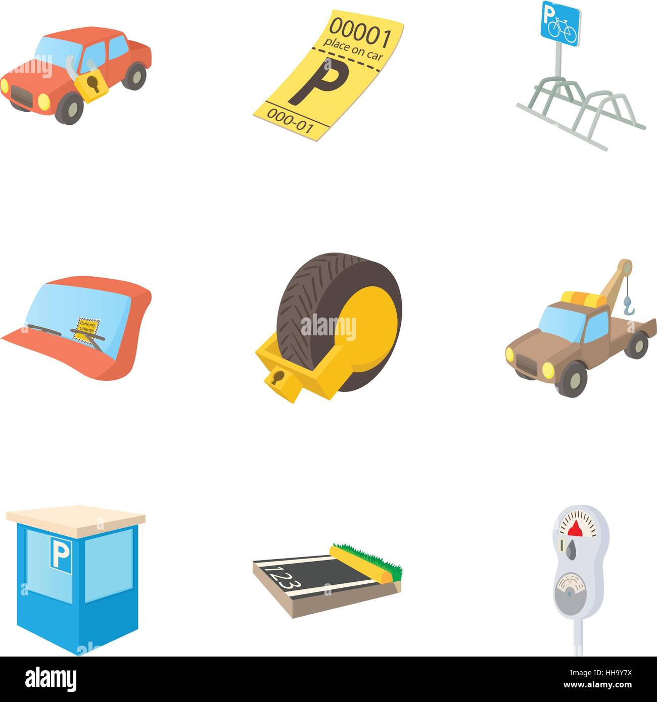 Parking station icons set, cartoon style Stock Vector Image & Art - Alamy