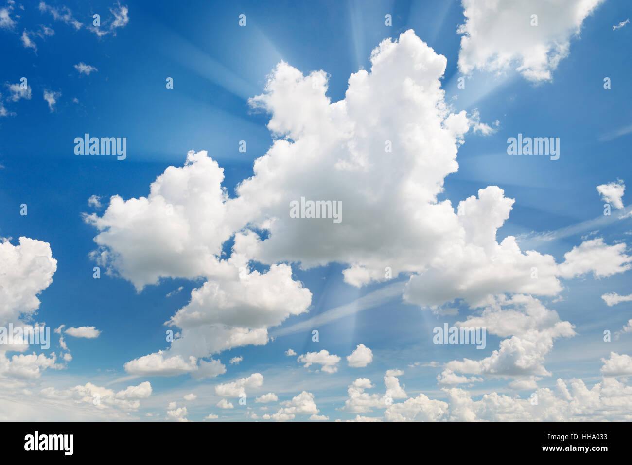 sun on beautiful blue sky Stock Photo - Alamy