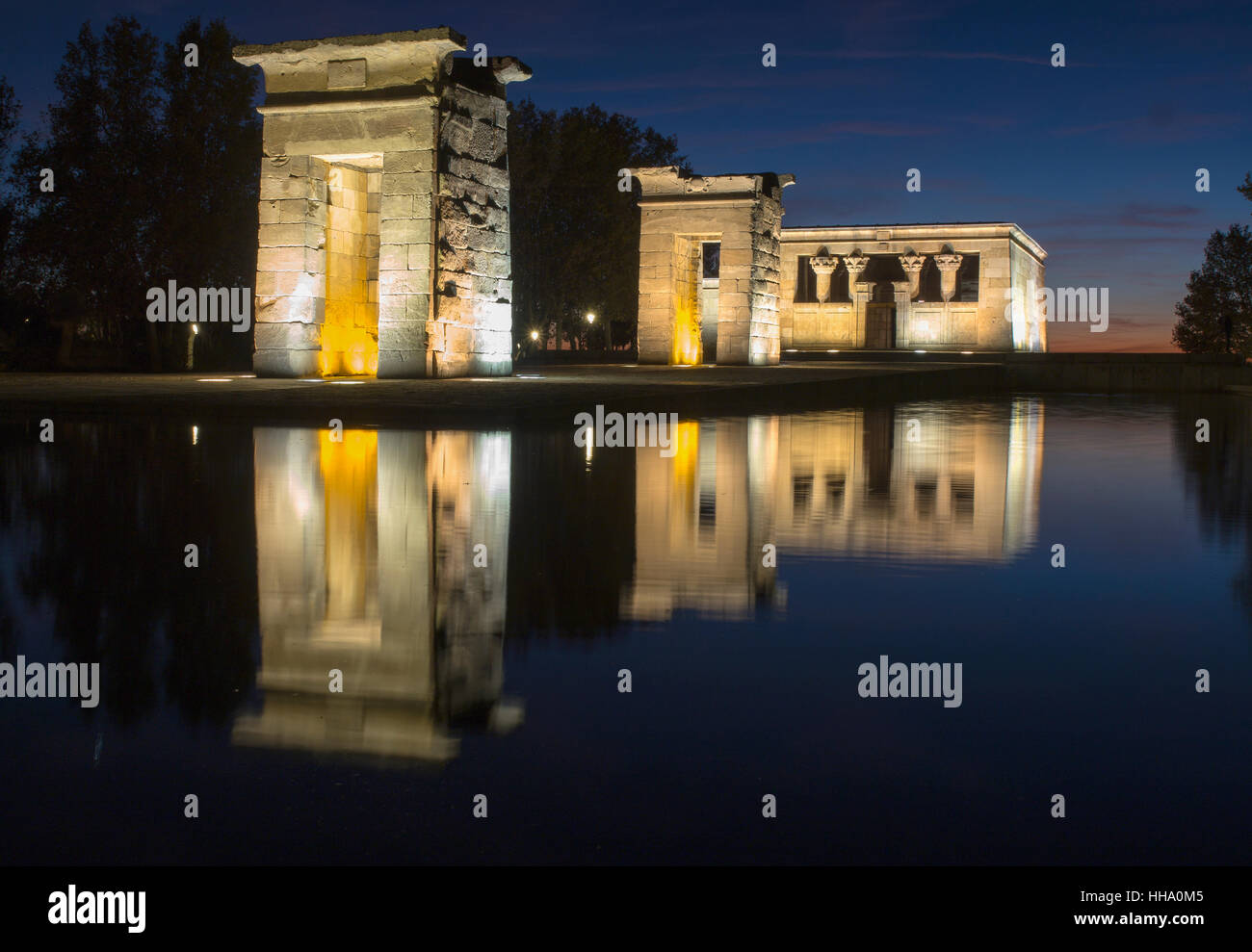 Temple of Debod illuminated at night in Madrid Spain Stock Photo - Alamy
