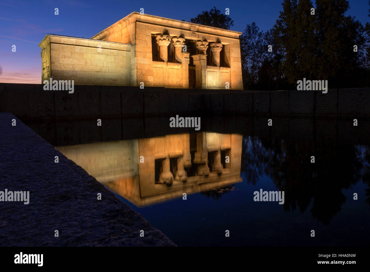 Temple of Debod illuminated at night in Madrid Spain Stock Photo - Alamy