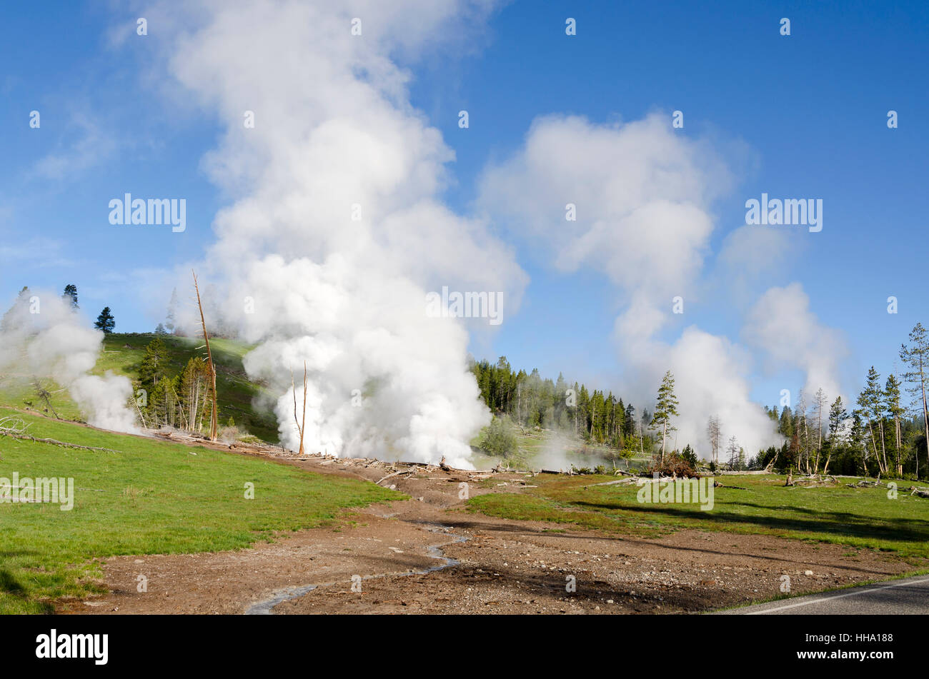 mountains, geyser, mineral, yellow, nature, geothermal, environment ...