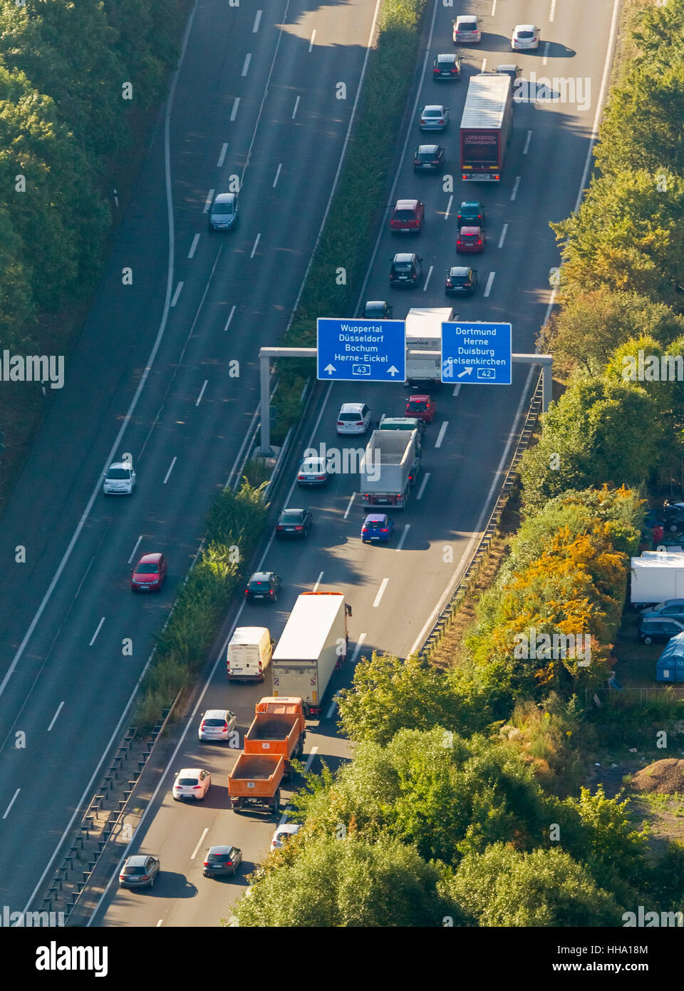 Highway intersection, A43 and A2, A43 congestion between Recklinghausen ...