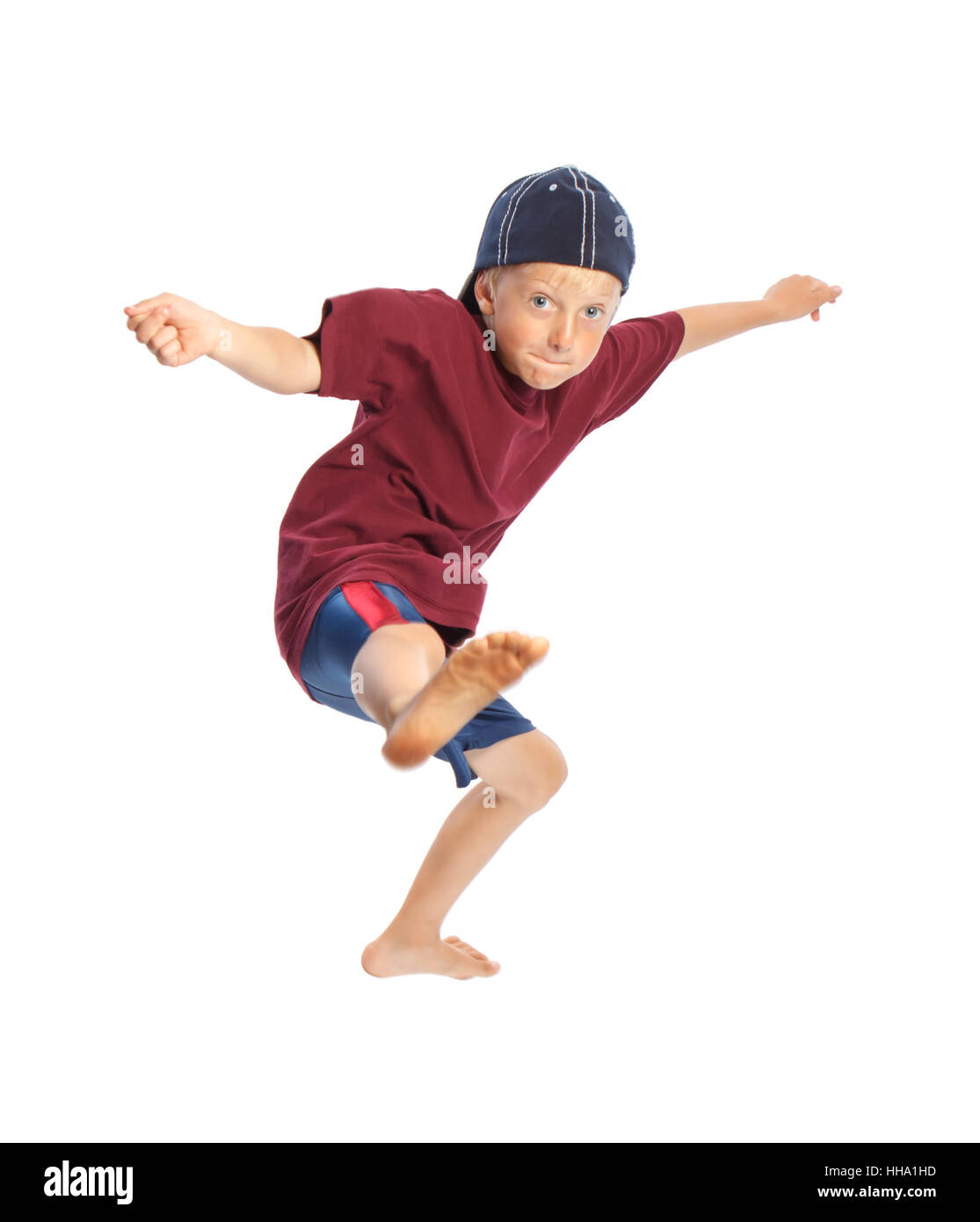 Happy Young Boy Jumping - Isolated on White Stock Photo - Alamy