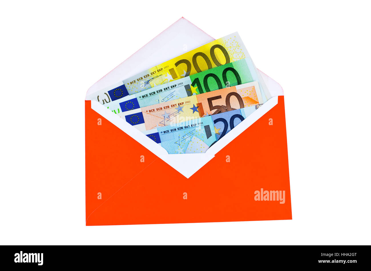 euro banknotes in a red envelope Stock Photo - Alamy