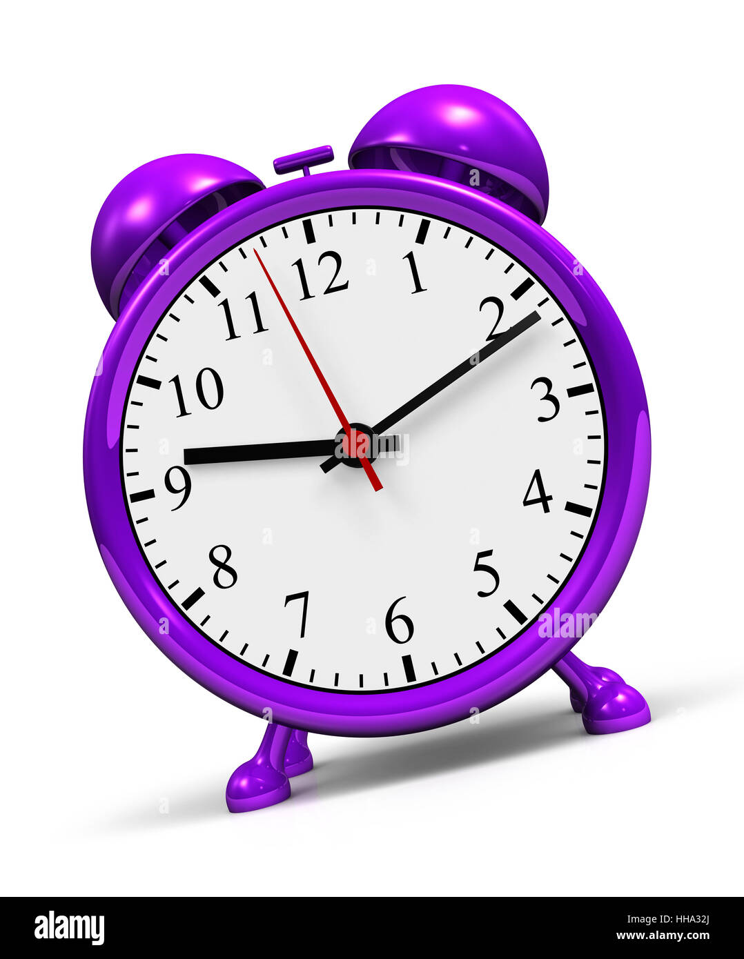 small purple clock against white background 2 Stock Photo - Alamy