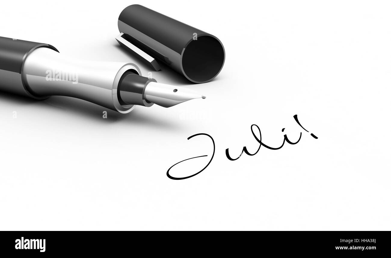 july! - pen concept Stock Photo - Alamy