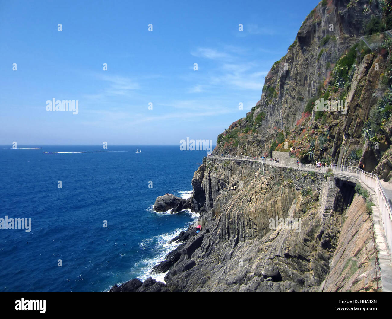 Pedestrian walkway in Village on Italian Coast Stock Photo - Alamy