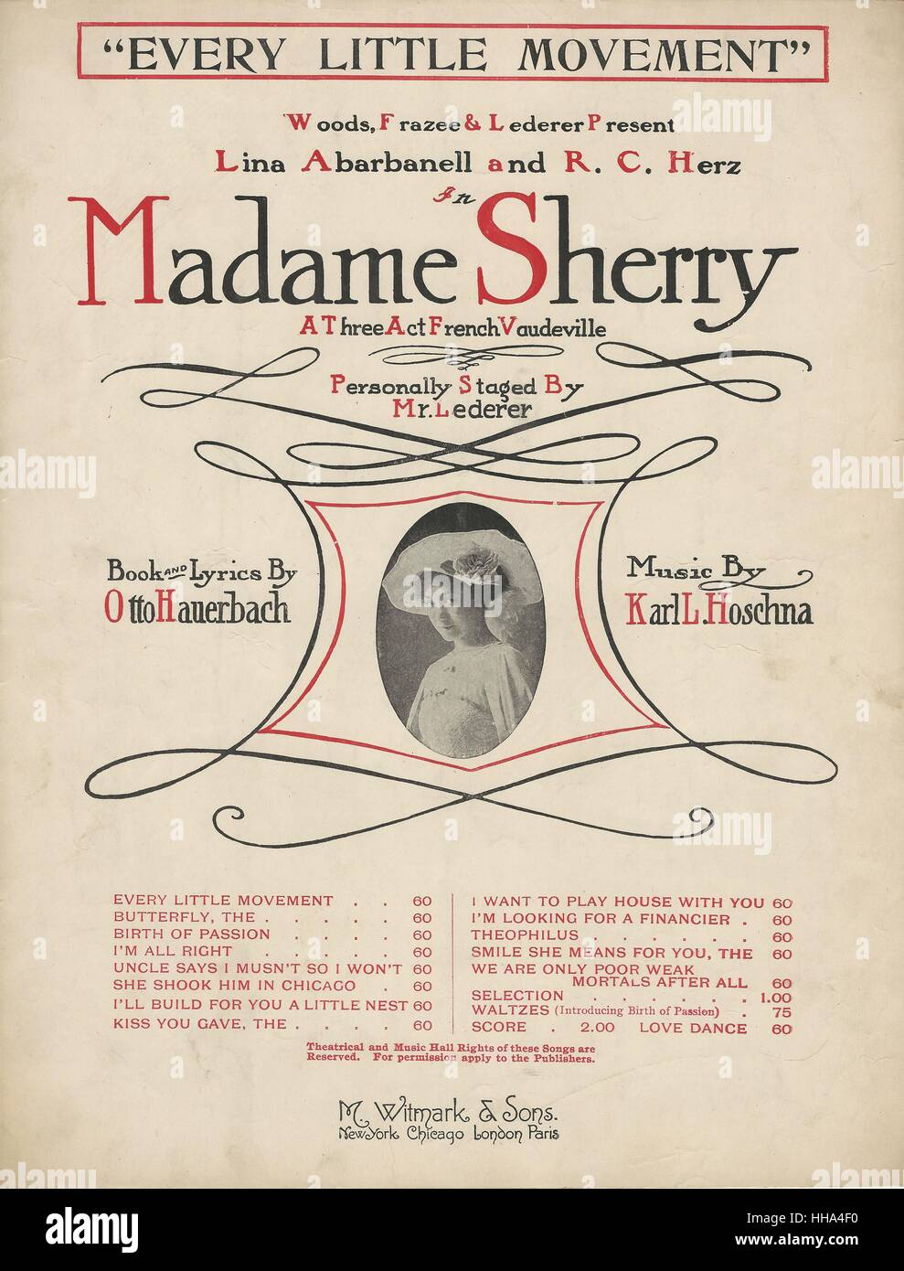 "Madame Sherry" 1910 Musical Sheet Music Cover Stock Photo - Alamy