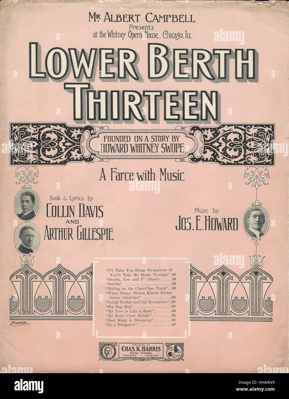 "Lower Berth Thirteen" 1910 Chicago Musical Sheet Music Cover Stock ...