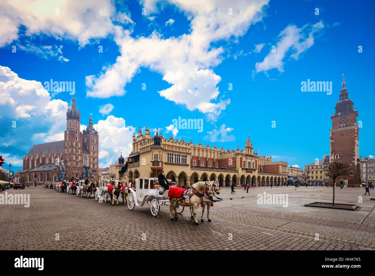 Main square in old city of Krakow Stock Photo - Alamy