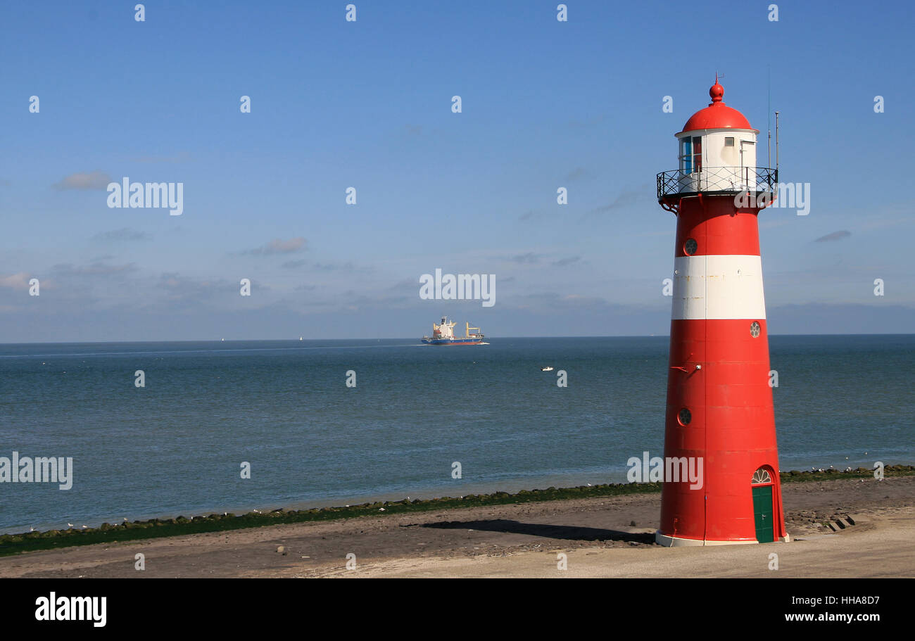 holland, lighthouse, red, sailing boat, sailboat, rowing boat, boat ...