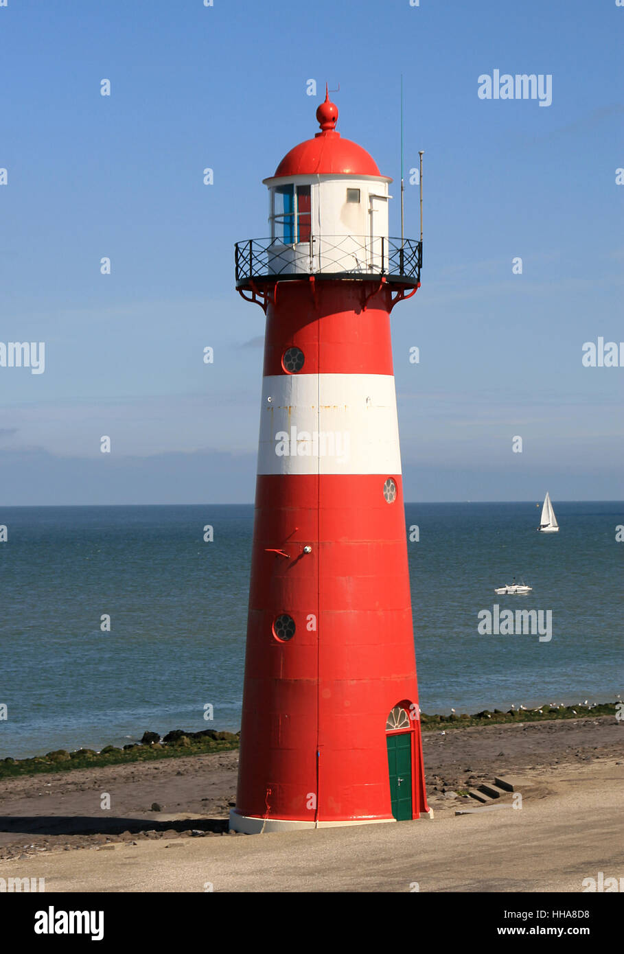 holland, lighthouse, red, sailing boat, sailboat, rowing boat, boat ...