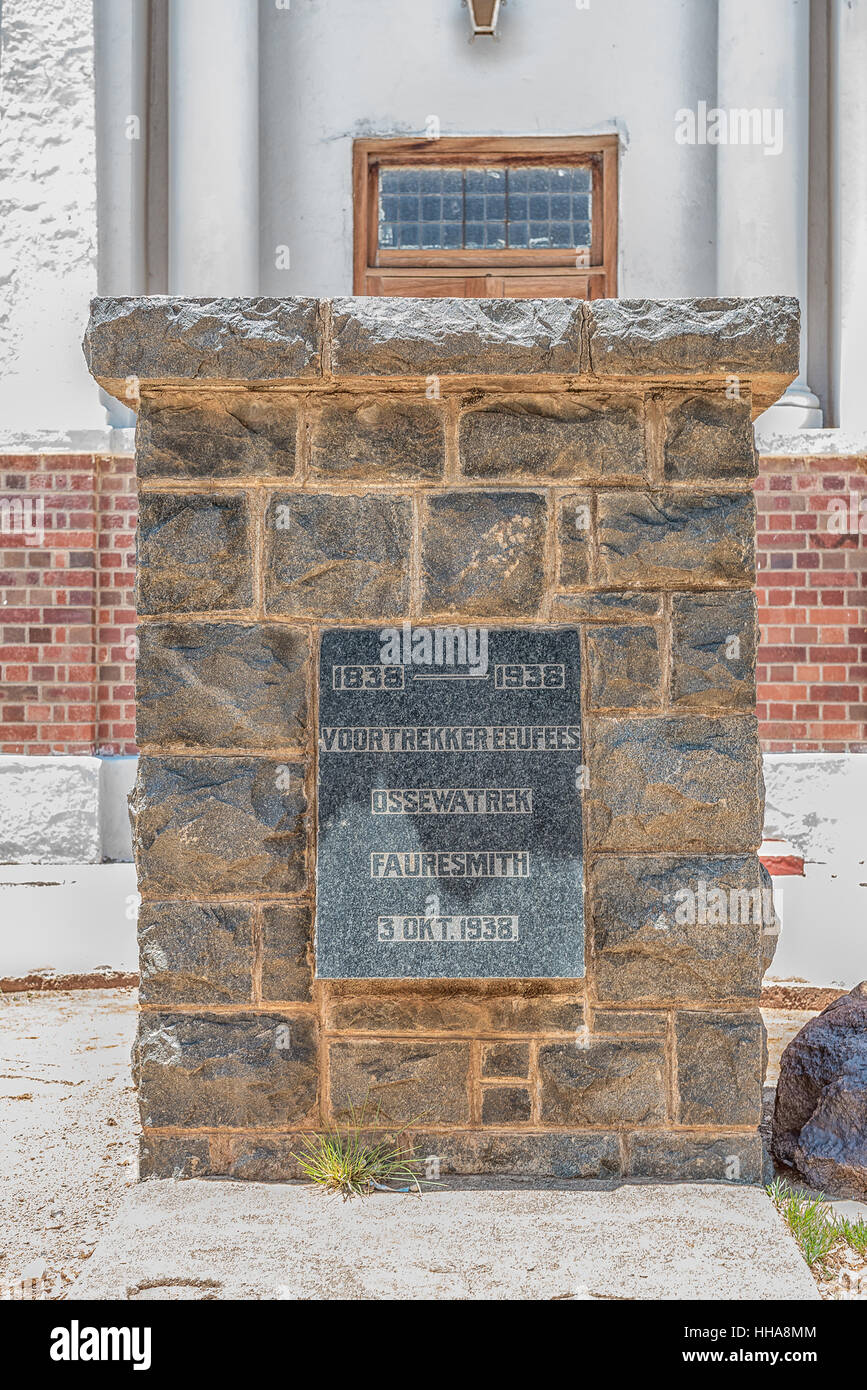 FAURESMITH, SOUTH AFRICA - DECEMBER 31, 2016: A monument commemorating ...