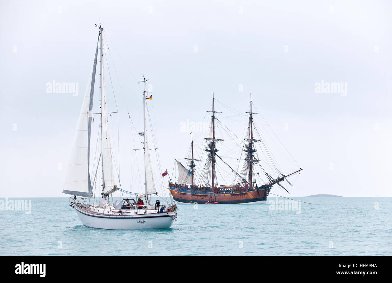captain cook's ship endeavour meets german yacht in the torres strait ...
