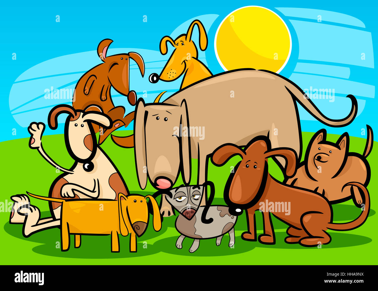 pet, dog, illustration, puppy, funny, cartoon, group, characters, laugh ...