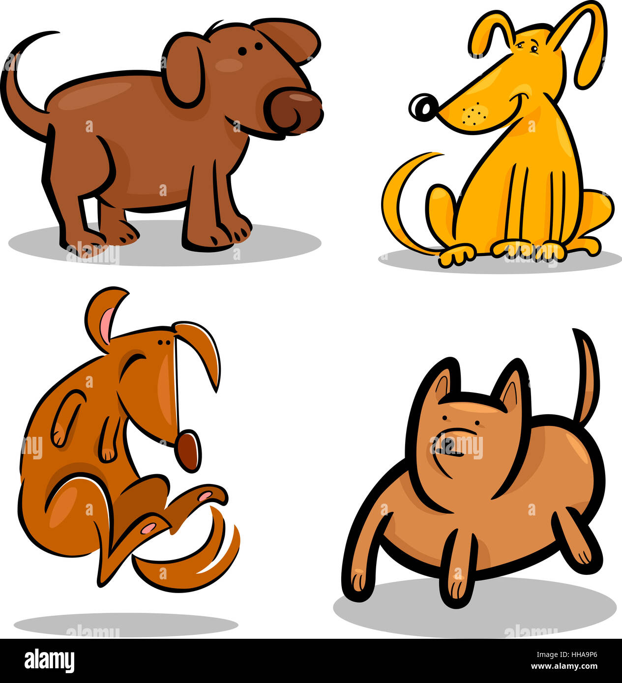 comic, pet, dog, illustration, puppy, set, cartoon, characters, comic ...