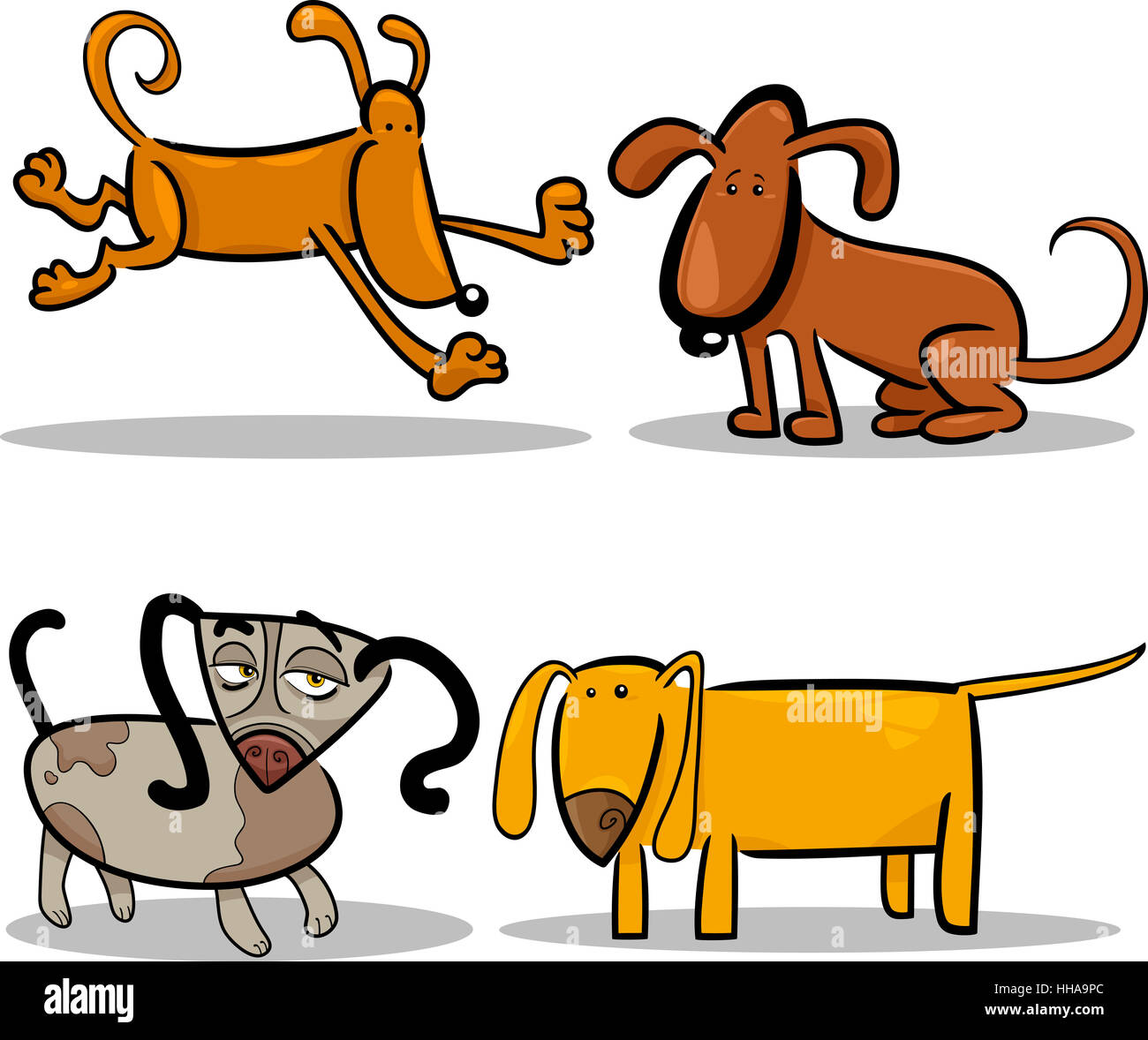 comic, pet, dog, illustration, puppy, set, cartoon, characters, comic ...