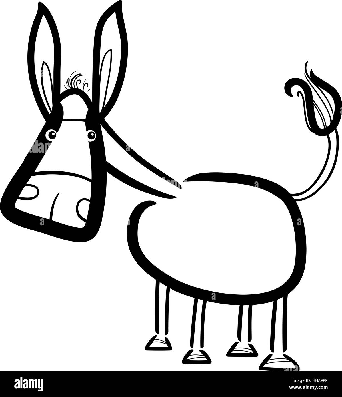 cartoon doodle illustration of cute farm donkey for coloring book Stock ...