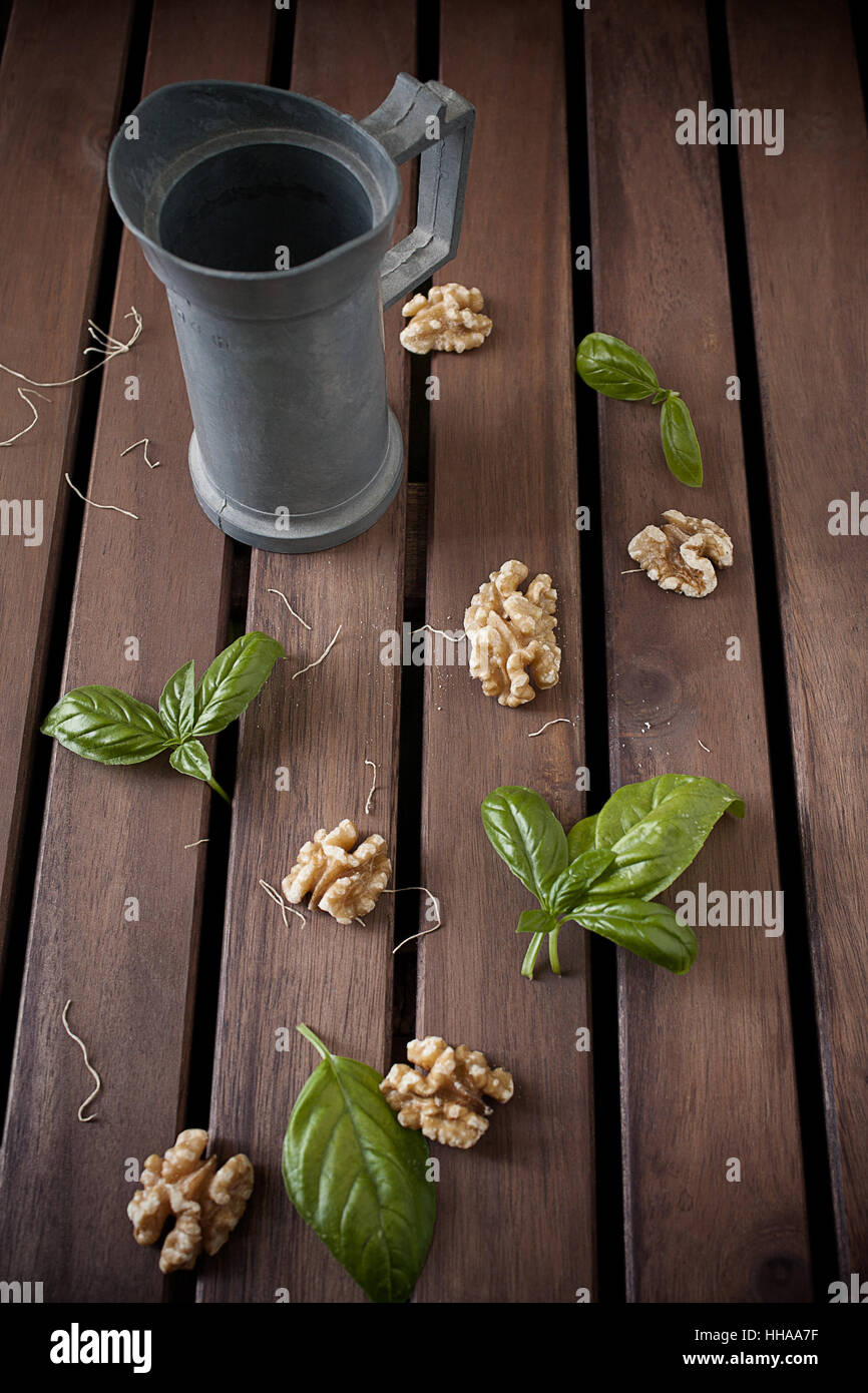 carafe, fruit, basil, walnuts, rustical, rustic, aged, food, aliment ...