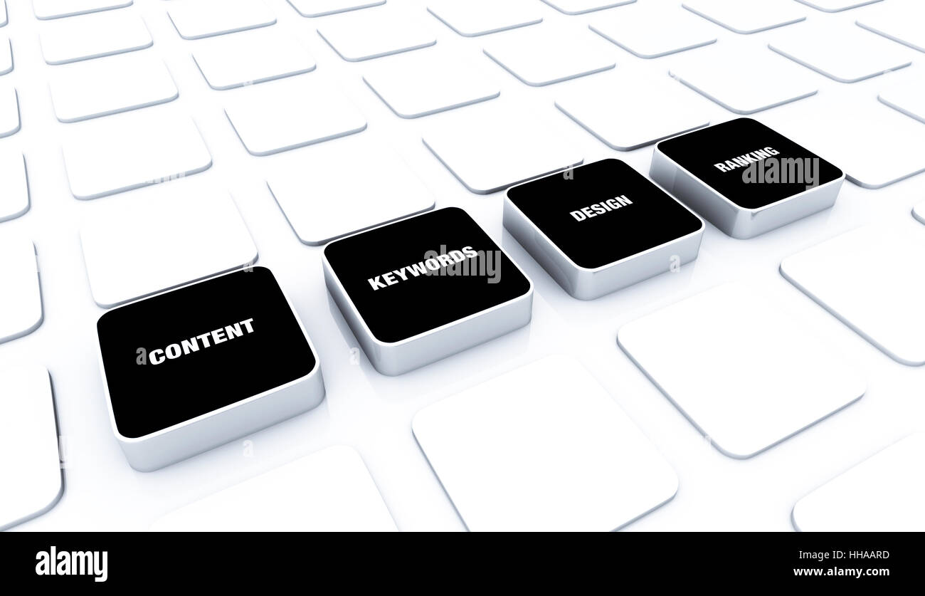 3d pads black - design content keywords ranking 5 Stock Photo - Alamy