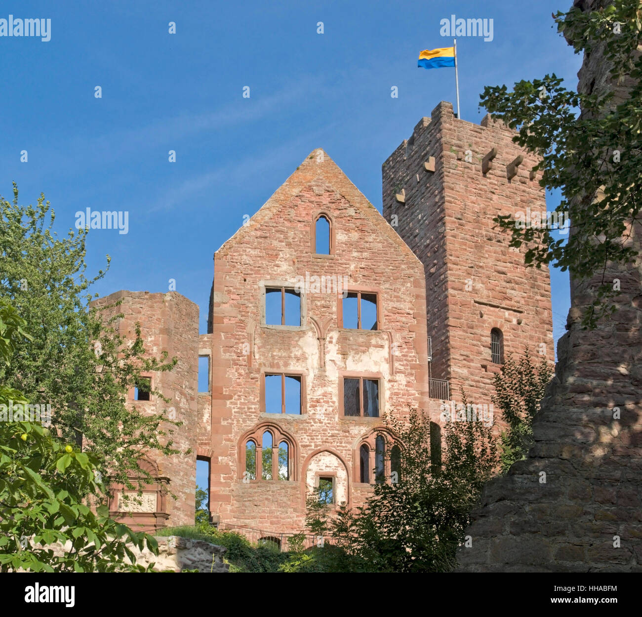 sunny illuminated wertheim castle detail Stock Photo - Alamy