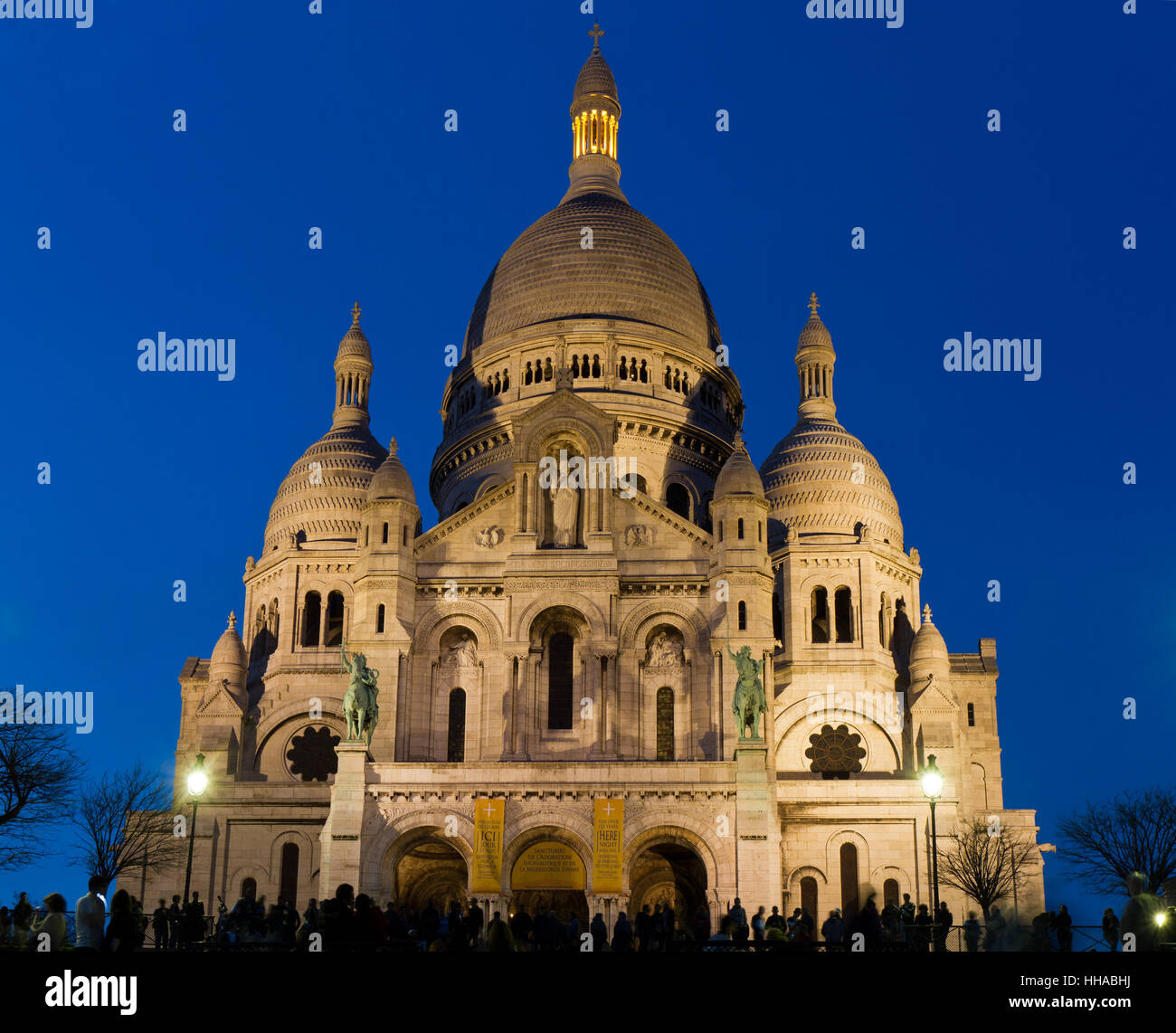 church, dome, paris, basilica, illumination, white, lighting, blue ...