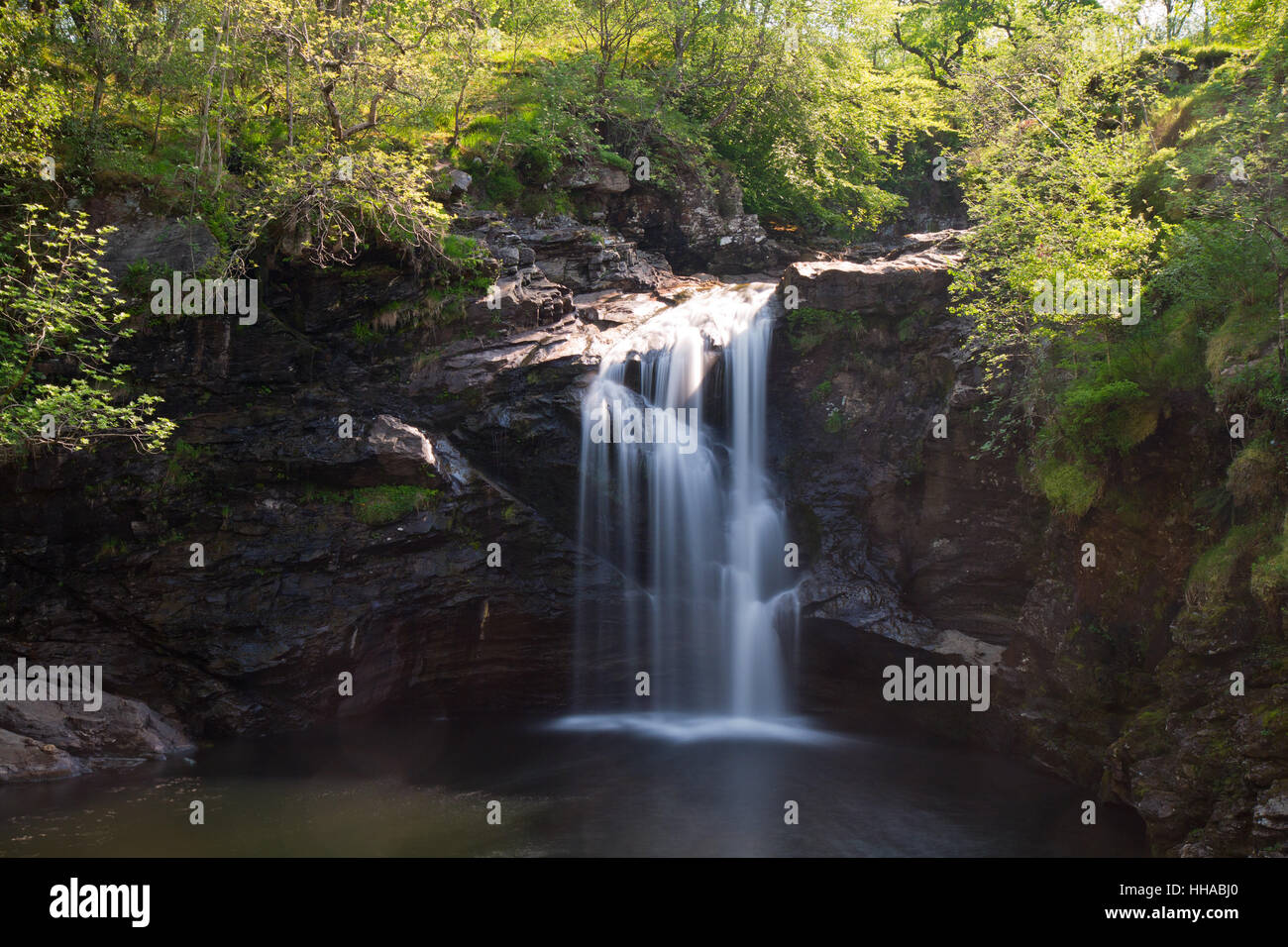 highlands, falls, forest, nature, rock, waterfall, scotland, highlands ...
