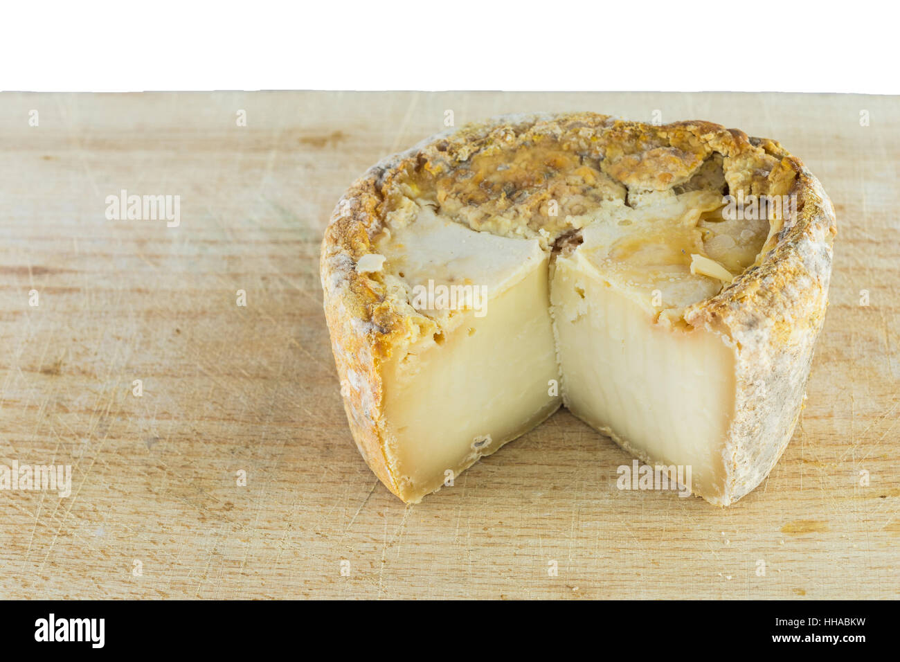 The form of hard cheese of a bloomy rind goat's milk, frost crust ...