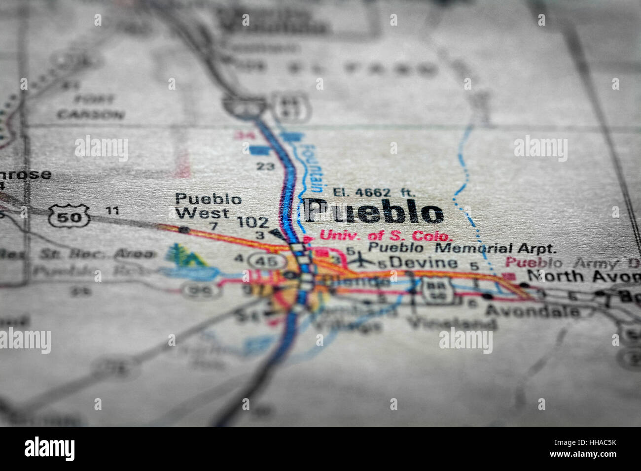 Map of pueblo colorado hi-res stock photography and images - Alamy