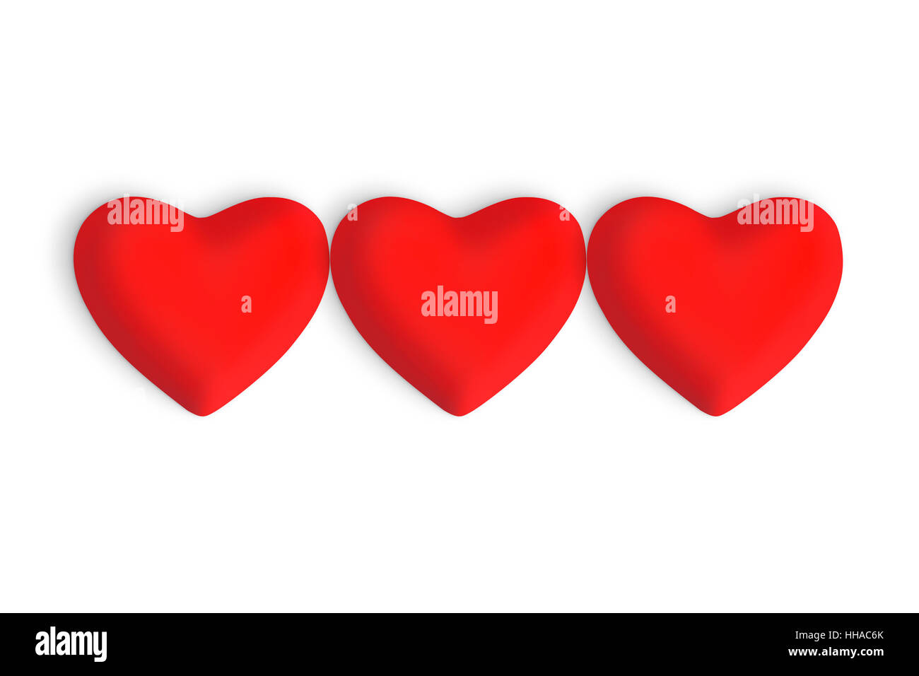 Three Red love hearts on a white background Stock Photo - Alamy