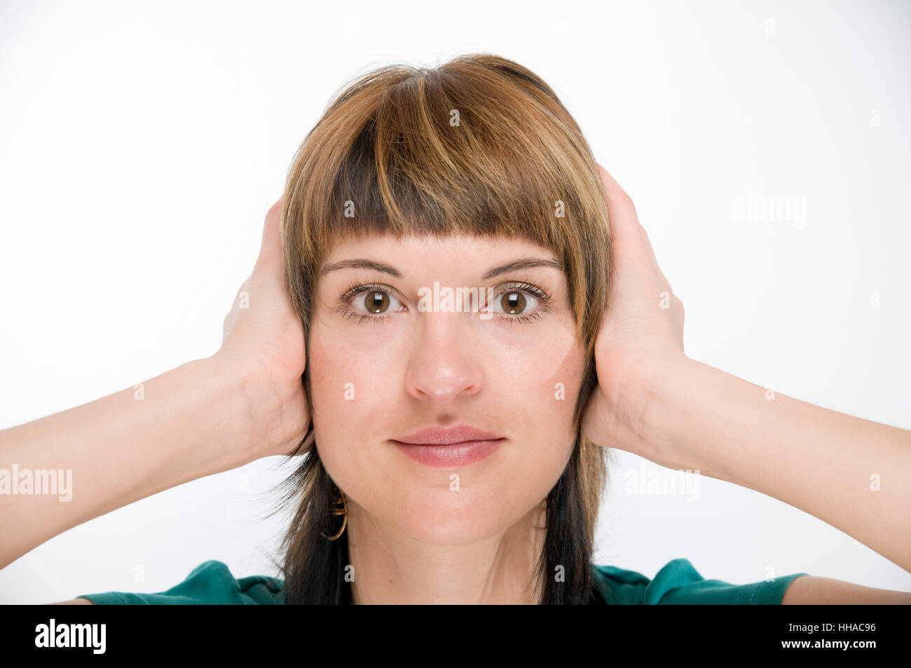 Keep closed ears woman hi-res stock photography and images - Alamy