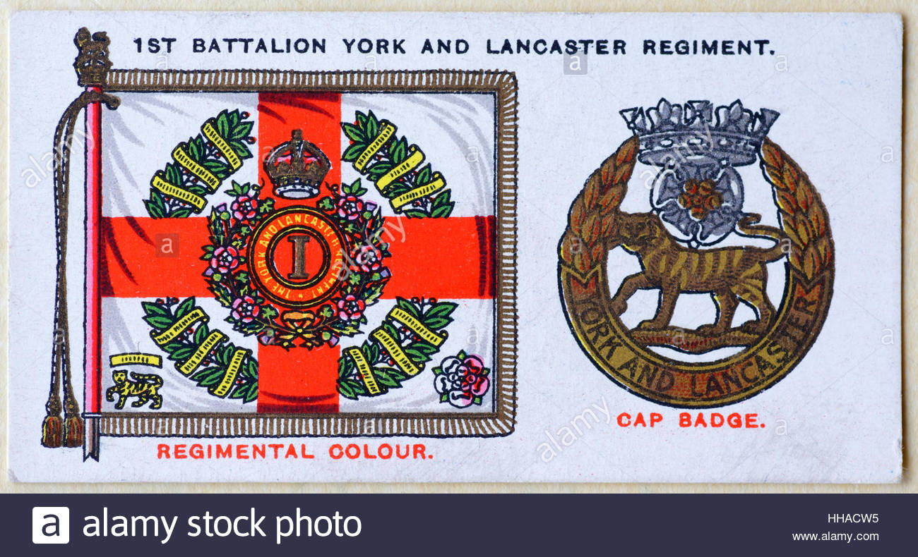 1st Battalion York and Lancaster Regiment regimental standard and cap ...